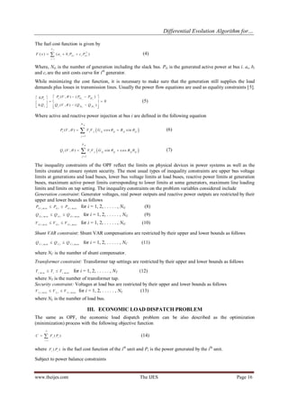 Differential Evolution Algorithm for Optimal Power Flow and Economic ...