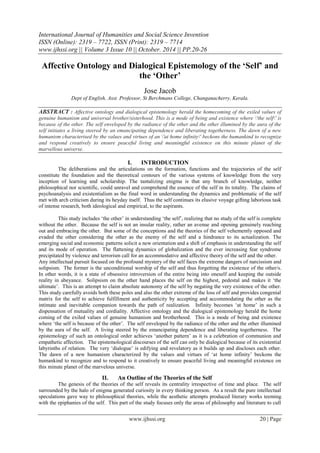 Affective Ontology and Dialogical Epistemology of the "Self‟ and the ...