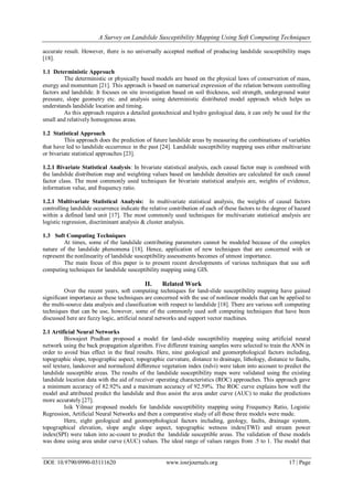 A Survey on Landslide Susceptibility Mapping Using Soft Computing Techniques | PDF
