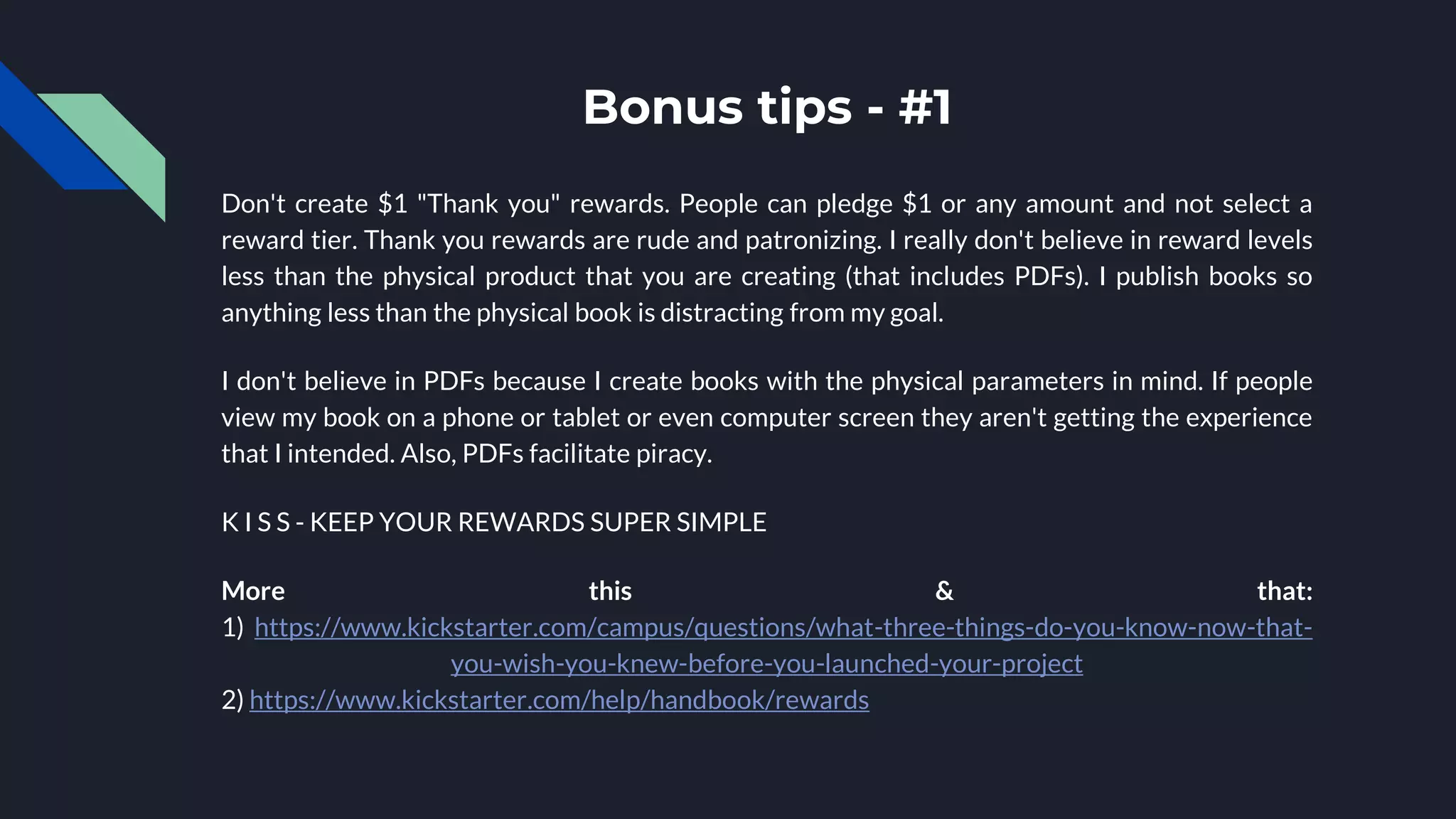 Kickstarter pledge/rewards Analysis | PPTX