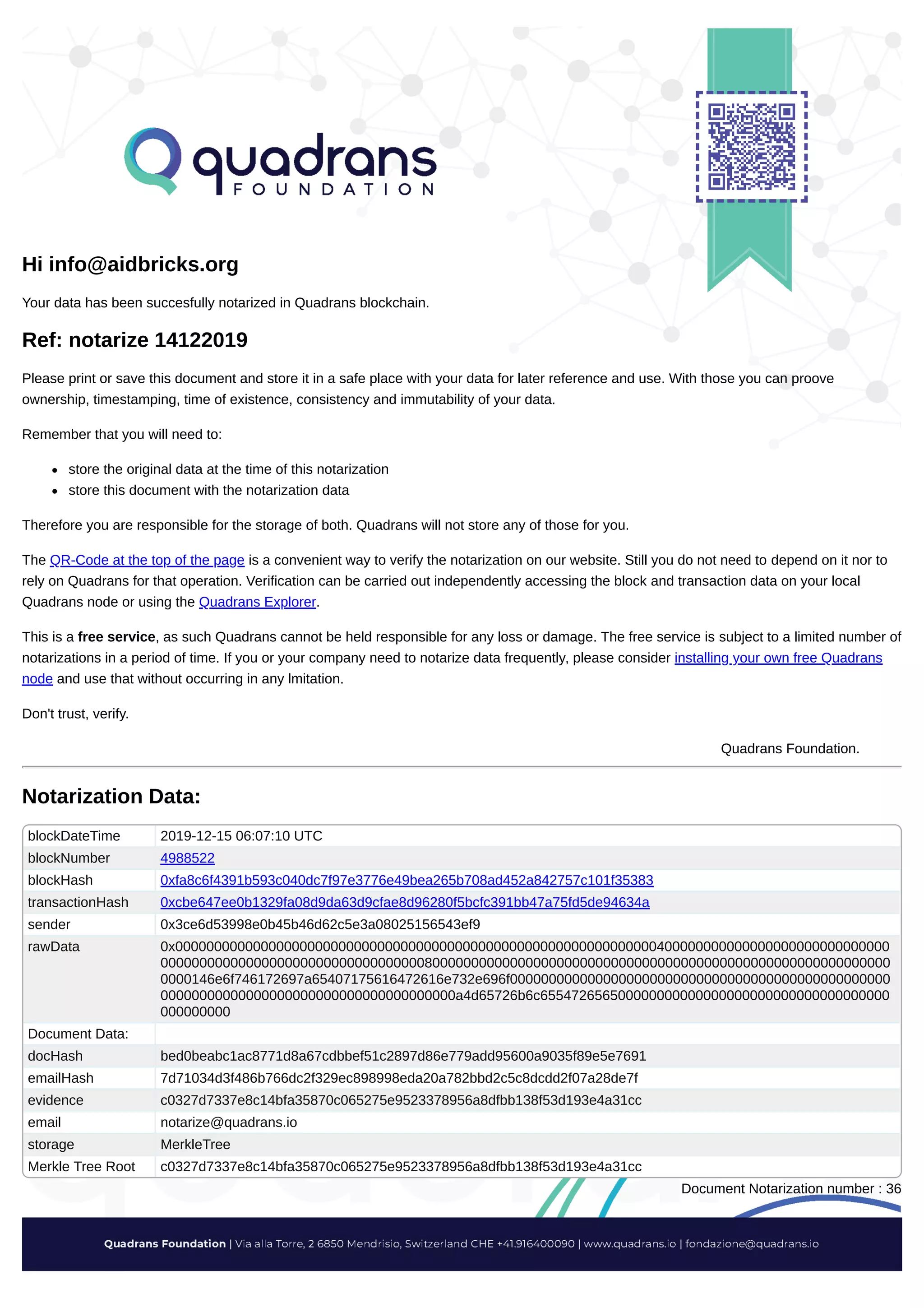 AIDBRICKS BLOCKCHAIN CERTIFICATE | PDF