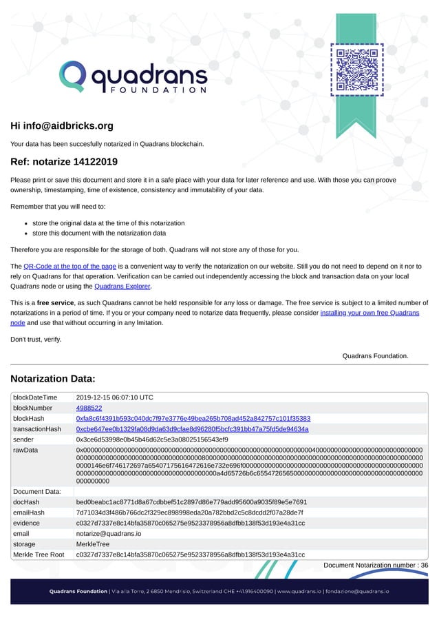 AIDBRICKS BLOCKCHAIN CERTIFICATE | PDF