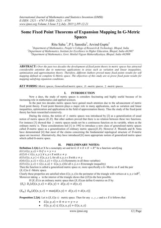 Some fixed point theorems of expansion mapping in g-metric spaces | PDF