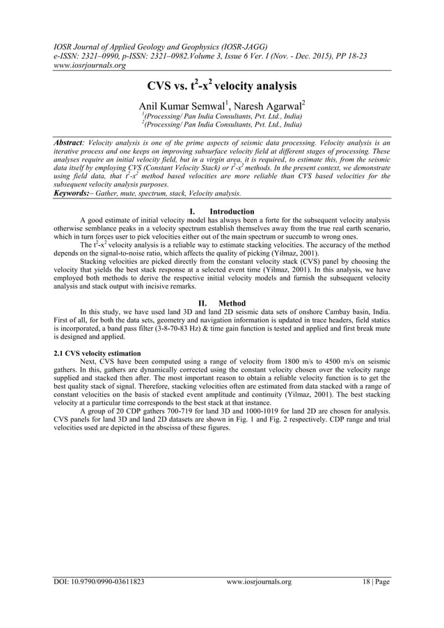 CVS vs. t2 -x 2 velocity analysis | PDF