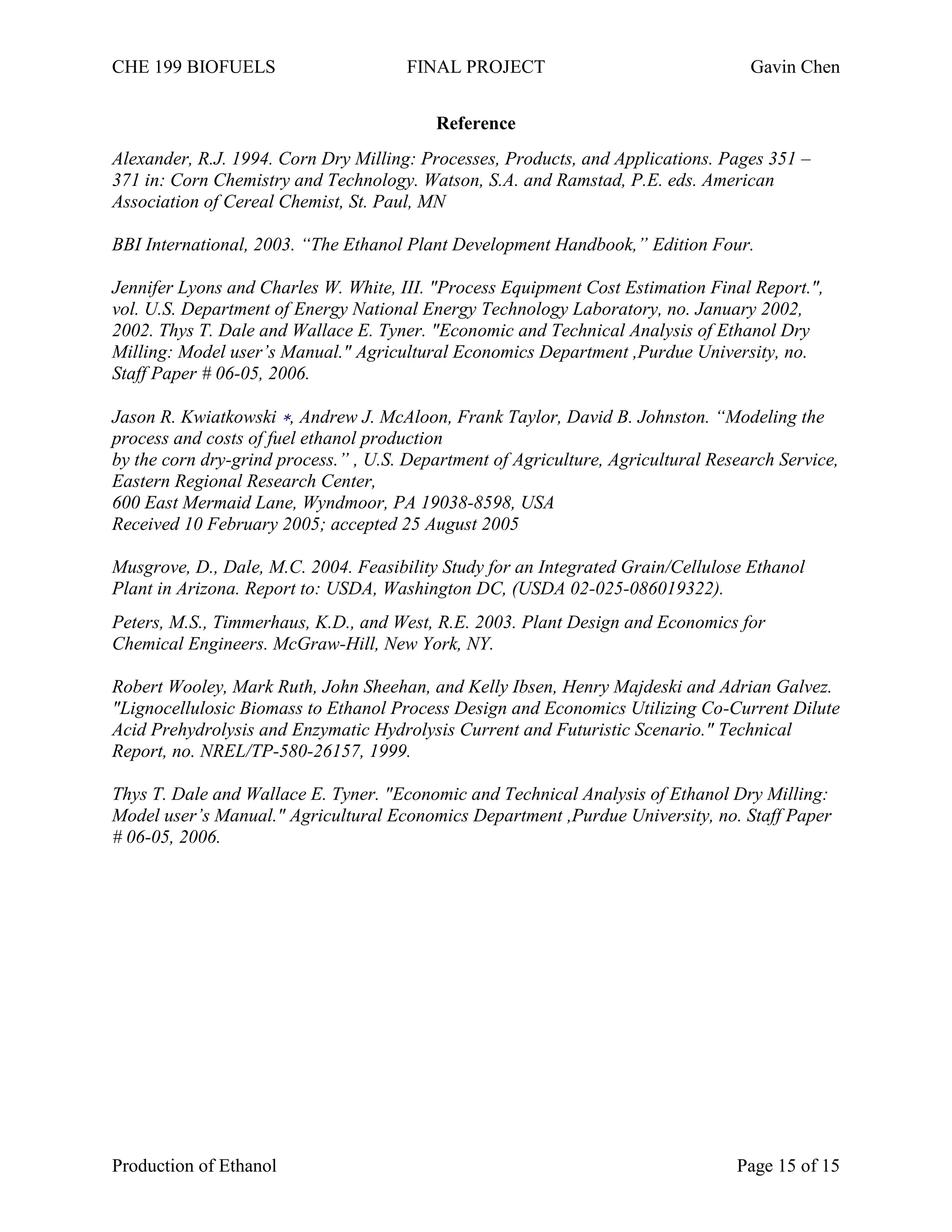 Production of Ethanol by Gavin Chen | PDF