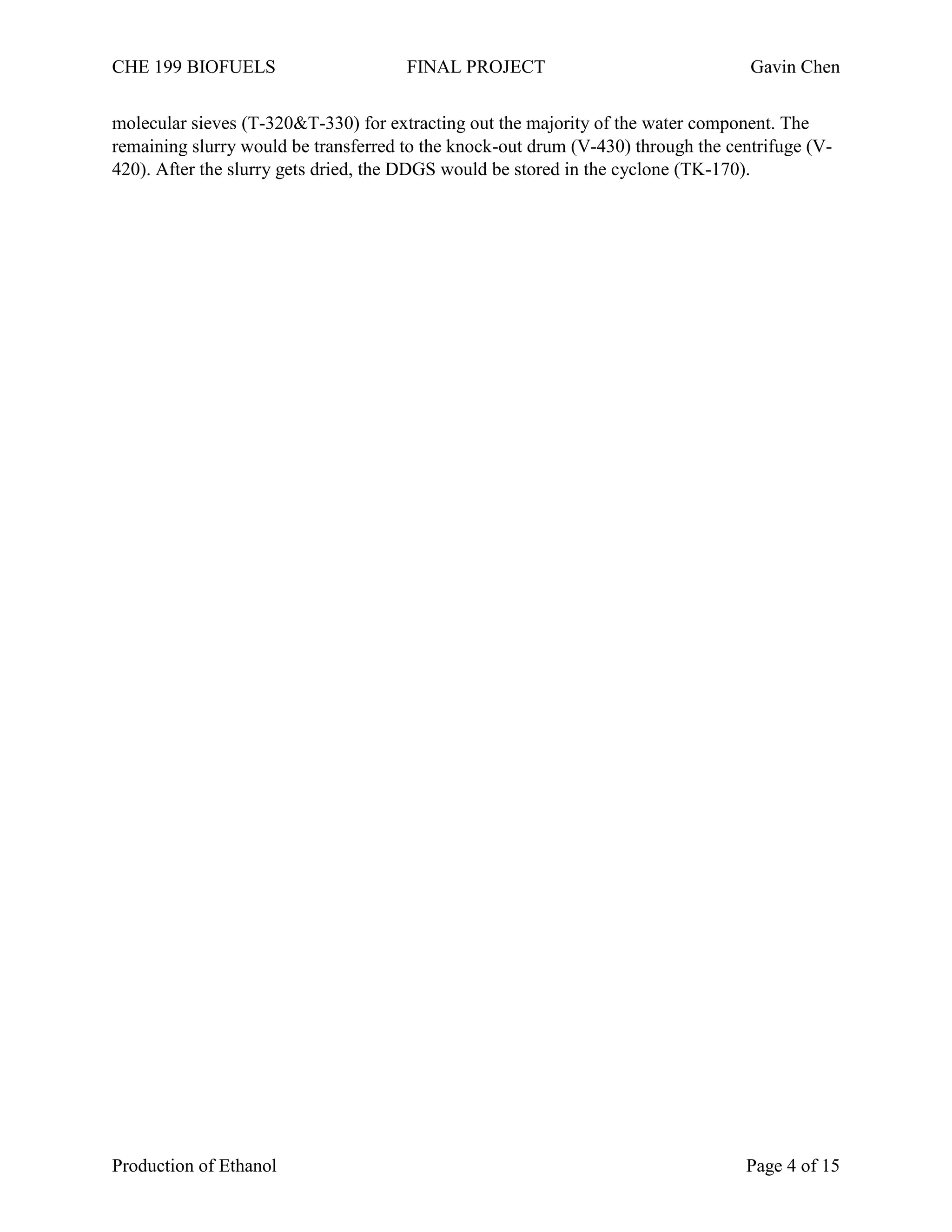 Production of Ethanol by Gavin Chen | PDF