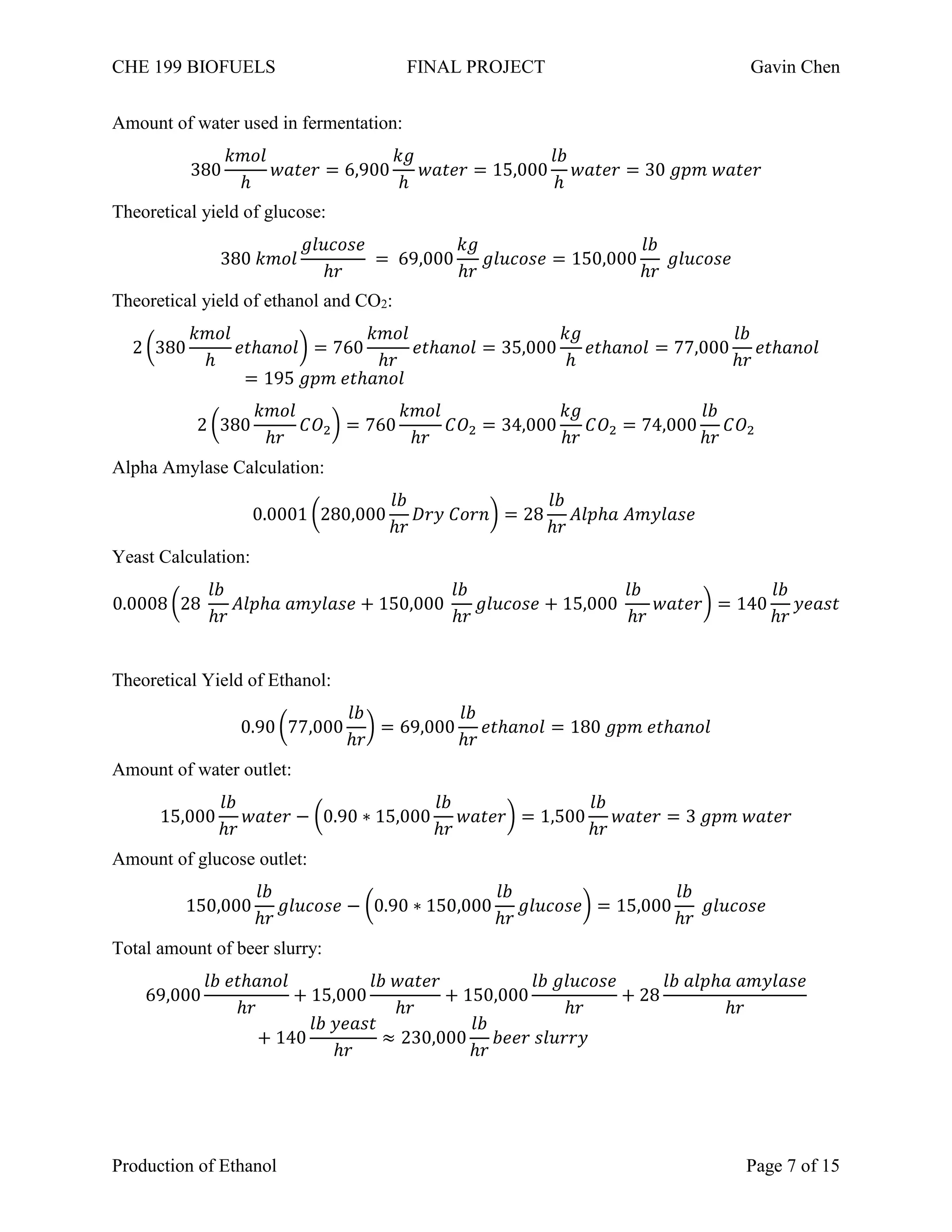 Production of Ethanol by Gavin Chen | PDF