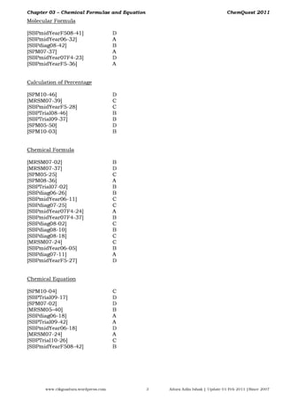 Jawapan C03 ChemQuest P1 | PDF