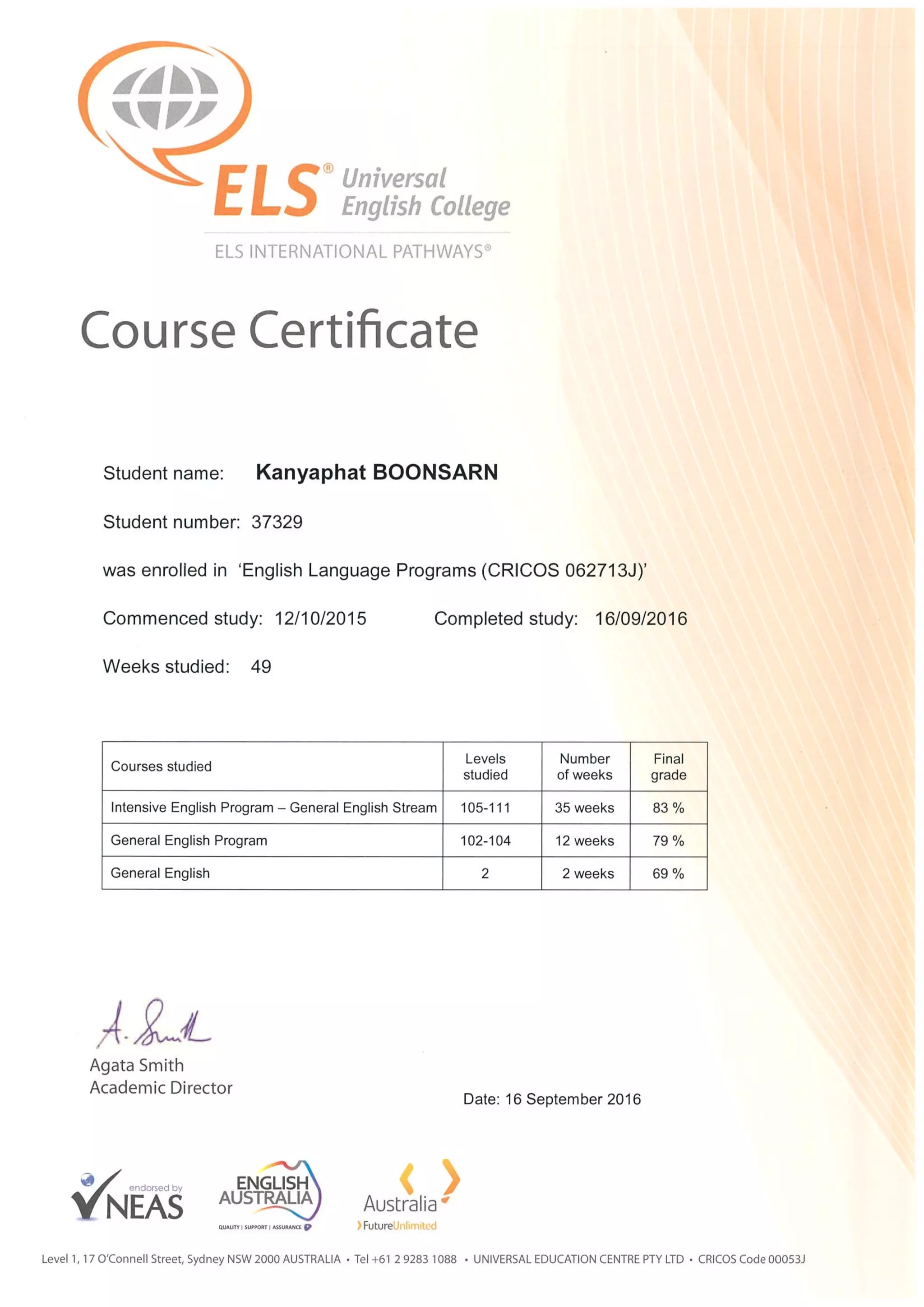 ELS Certificate | PDF