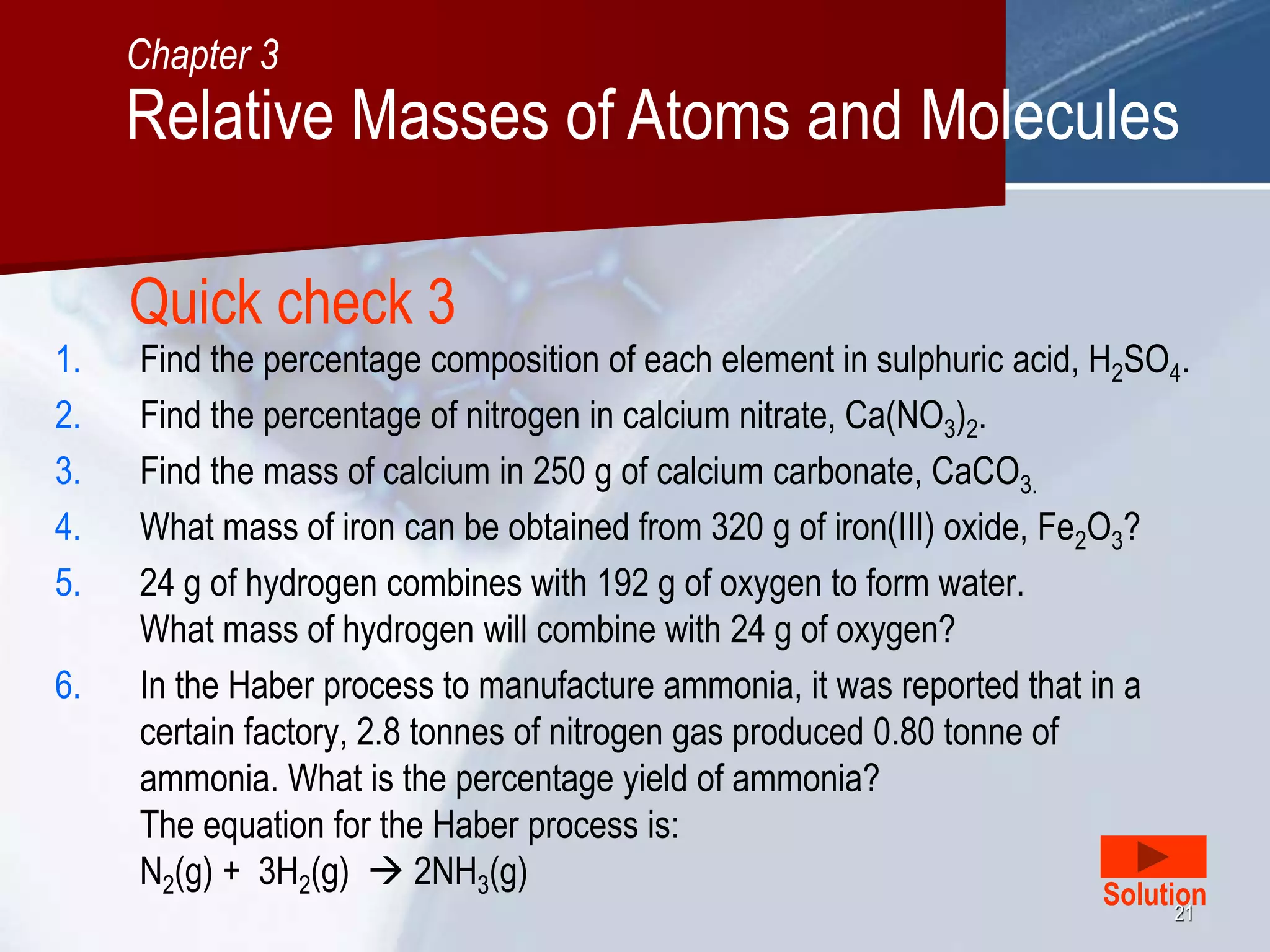 Relative Masses of Atoms and Molecules | PPT