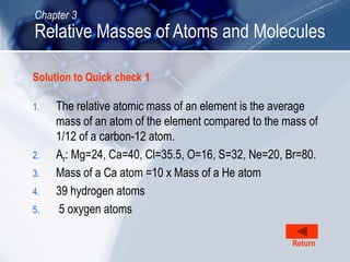 Relative Masses of Atoms and Molecules | PPT