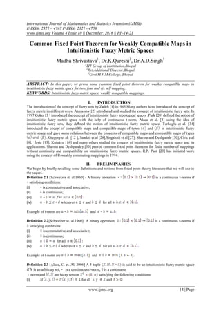 Common Fixed Point Theorem for Weakly Compatible Maps in Intuitionistic Fuzzy Metric Spaces ...