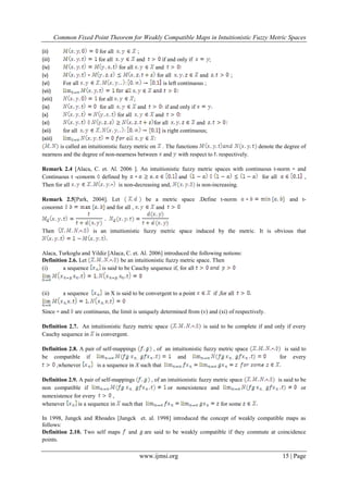Common Fixed Point Theorem for Weakly Compatible Maps in Intuitionistic Fuzzy Metric Spaces ...