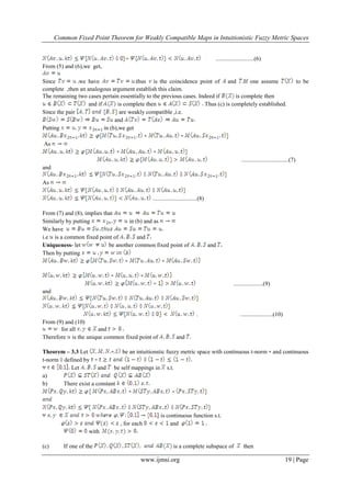 Common Fixed Point Theorem for Weakly Compatible Maps in Intuitionistic Fuzzy Metric Spaces ...