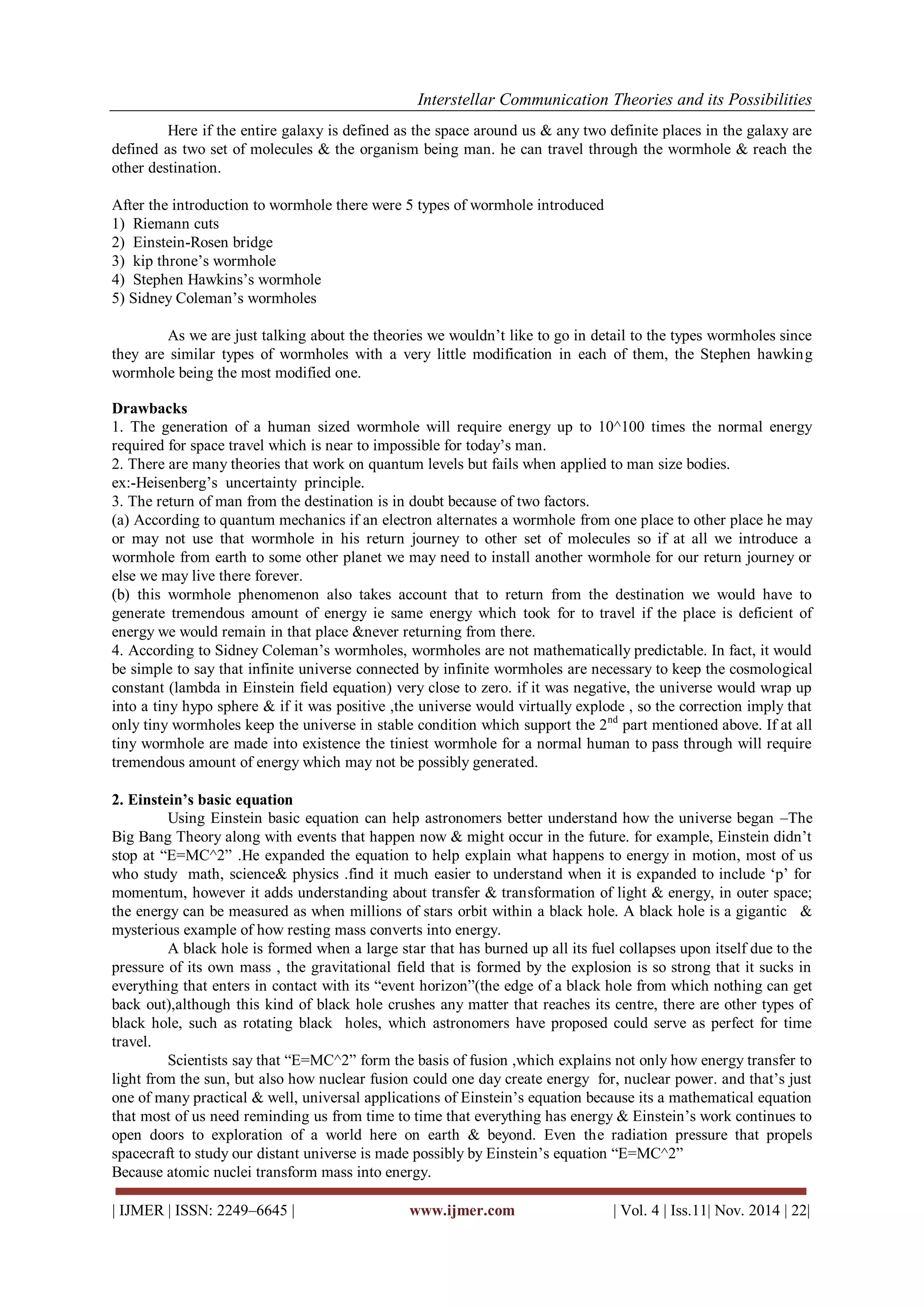 Interstellar Communication Theories and its Possibilities | PDF