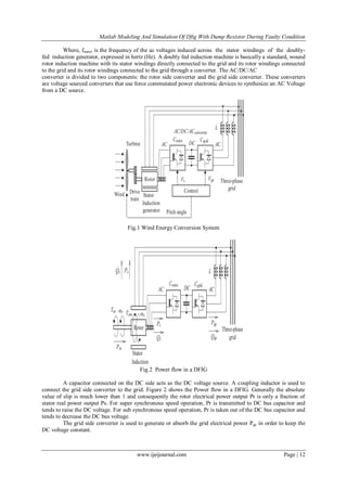 Matlab Modeling and Simulation of DFIG with Dump Resistor during Faulty Condition | PDF