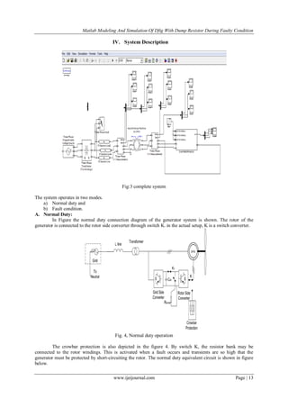Matlab Modeling and Simulation of DFIG with Dump Resistor during Faulty Condition | PDF