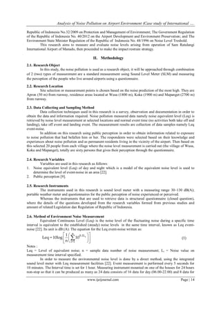 Analysis of Noise Pollution on Airport Environment (Case study of ...