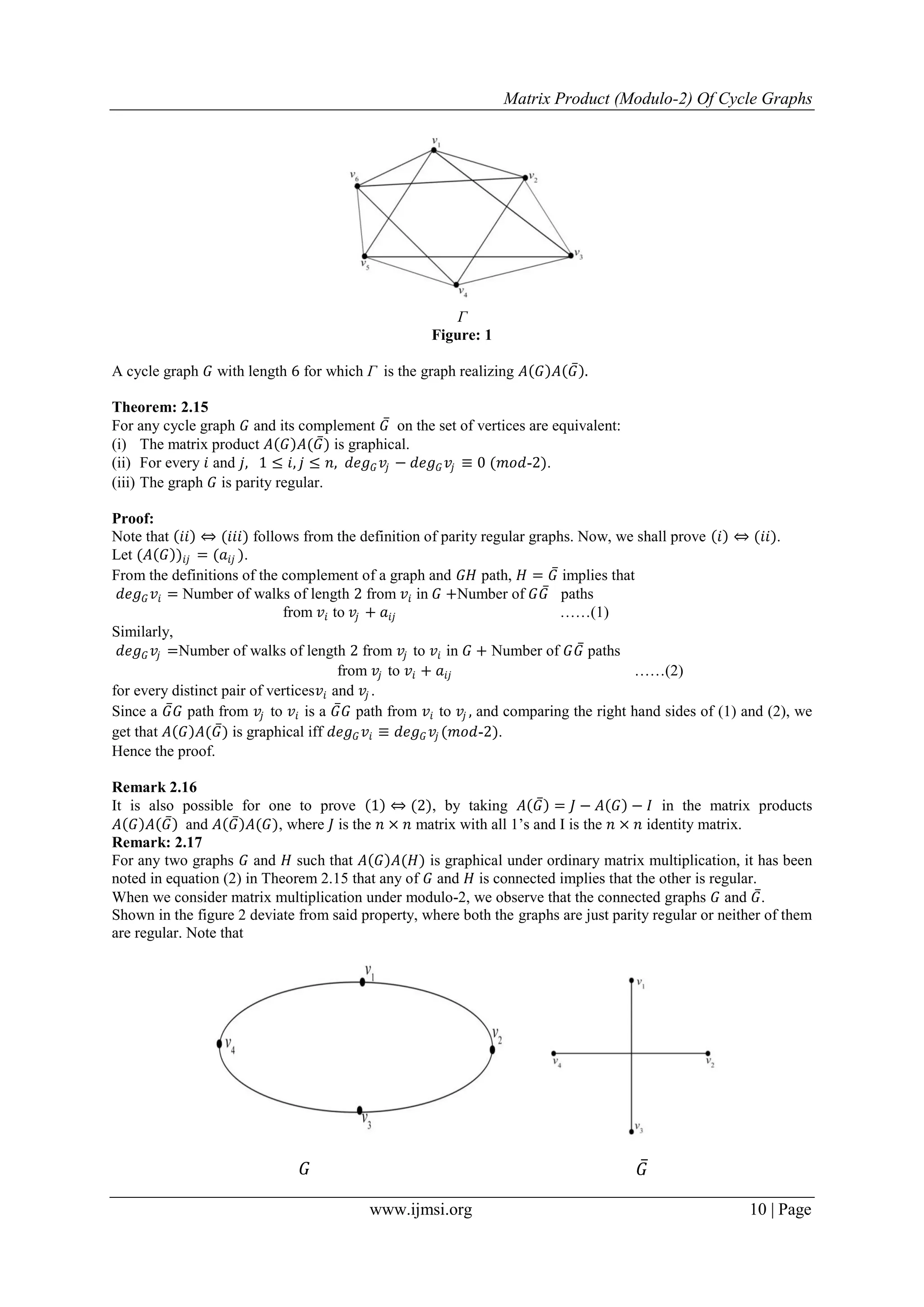 Matrix Product (Modulo-2) Of Cycle Graphs | PDF
