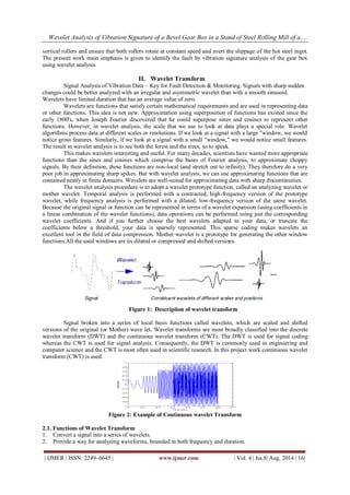 Wavelet Analysis of Vibration Signature of a Bevel Gear Box in a Stand of Steel Rolling Mill of ...