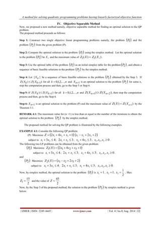 A method for solving quadratic programming problems having linearly factorized objective ...