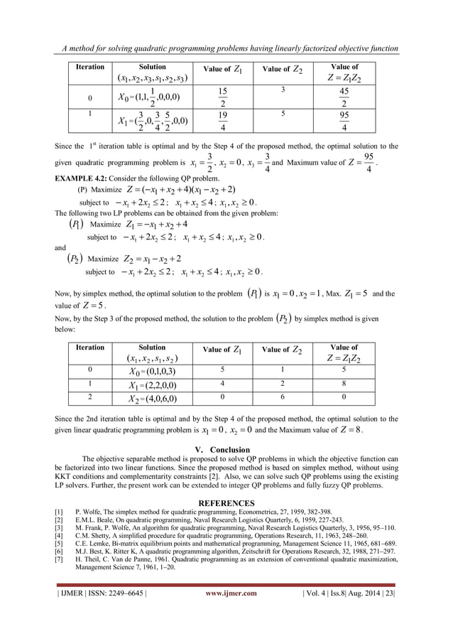A method for solving quadratic programming problems having linearly ...