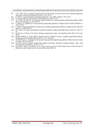 A method for solving quadratic programming problems having linearly factorized objective ...