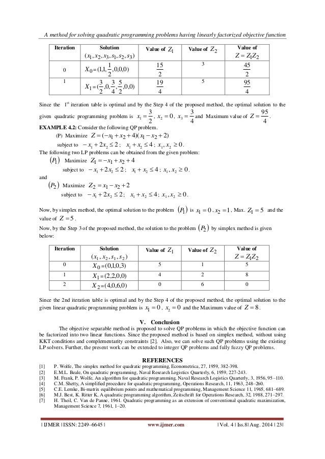 A Method For Solving Quadratic Programming Problems Having Linearly