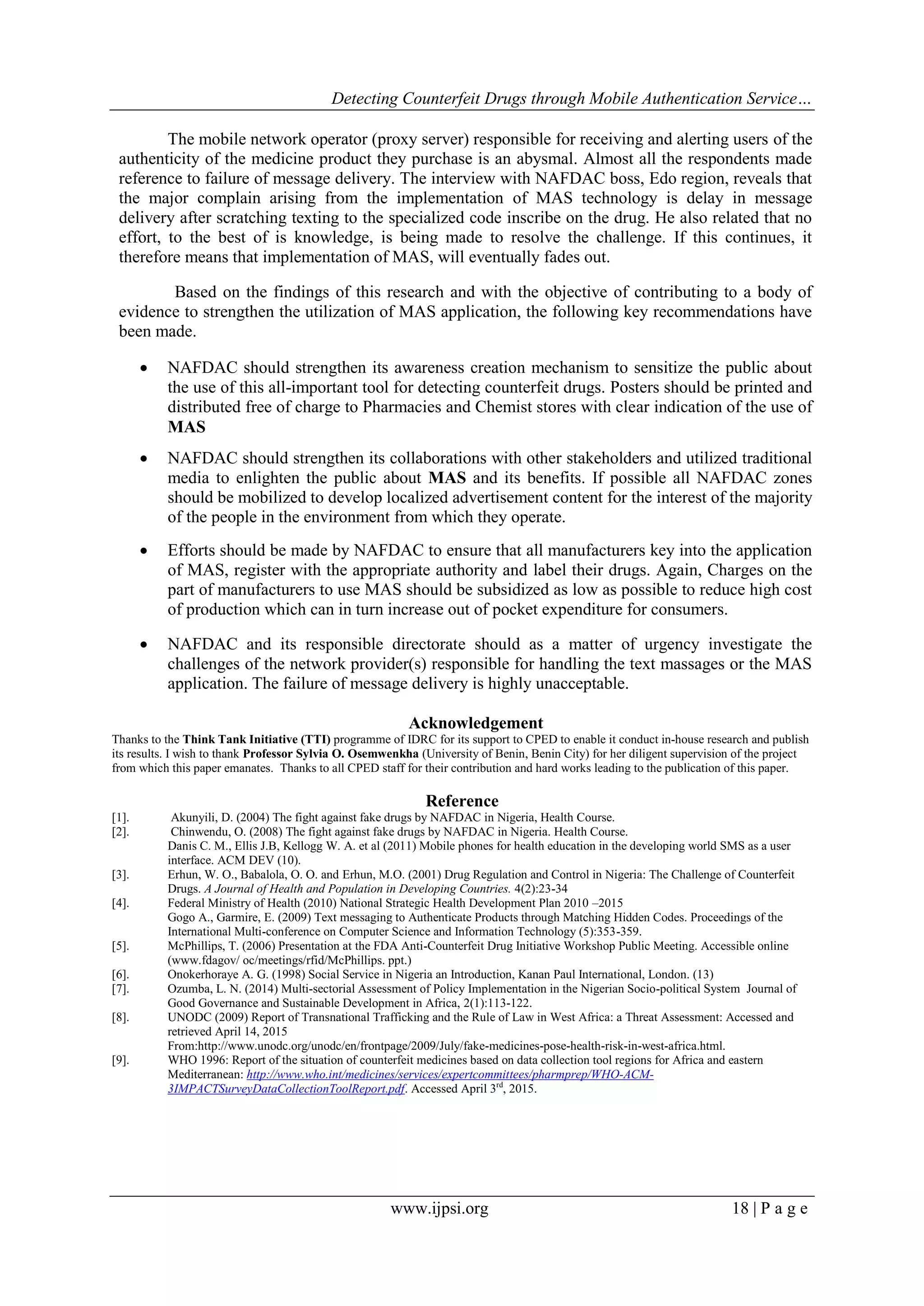 Detecting Counterfeit Drugs through Mobile Authentication Service (MAS ...