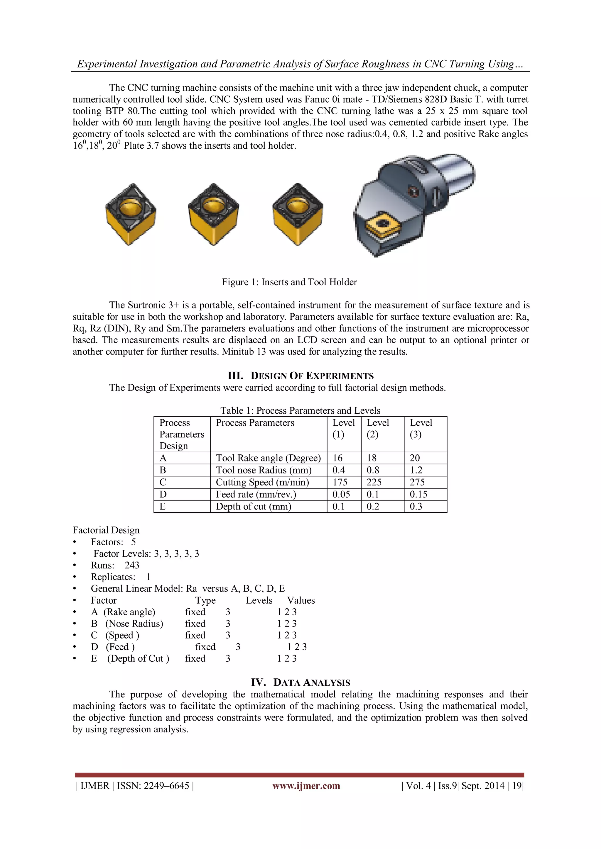 Experimental Investigation and Parametric Analysis of Surface Roughness in CNC Turning Using ...