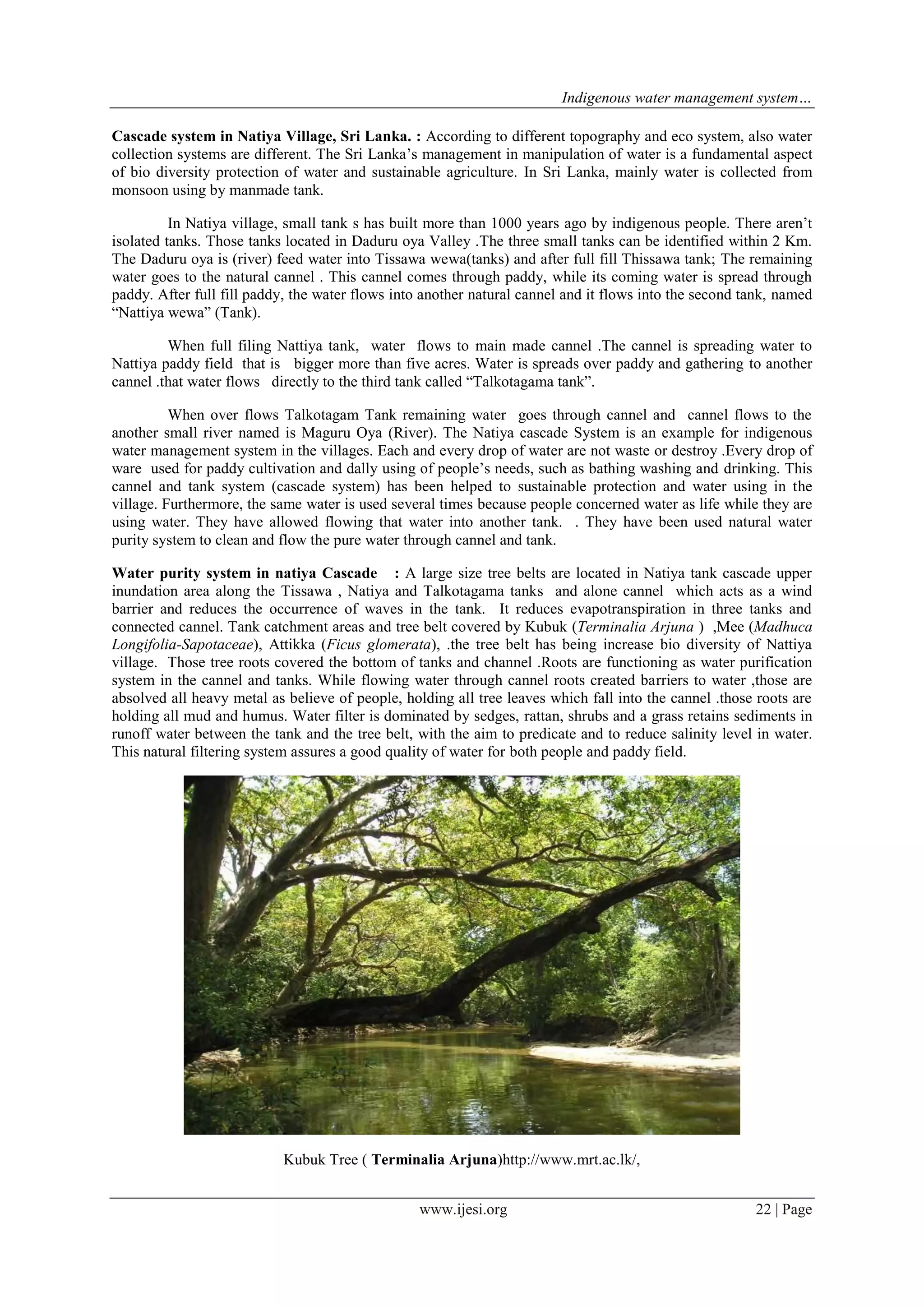 Indigenous Water Management System And Ecological Implication In Natiya Tank Cascade System In