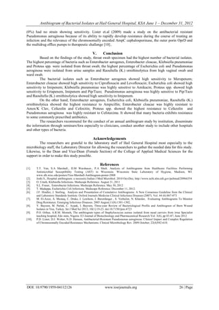 Antibiogram of Bacterial Isolates at Hail General Hospital, KSA June 1 ...