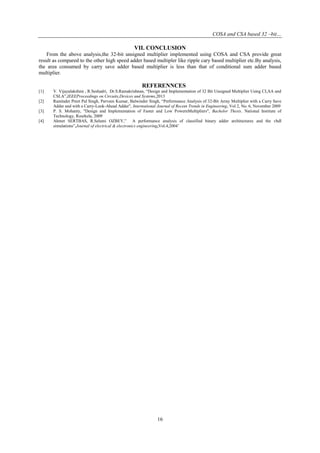 COSA and CSA based 32 -bit unsigned multipler | PDF