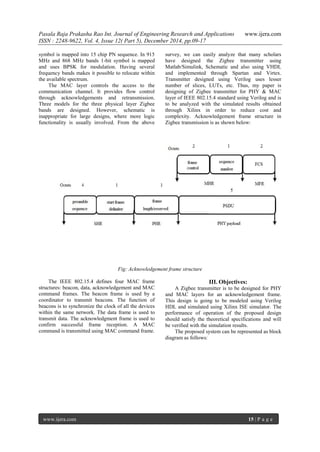 Verilog Based Design and Simulation of MAC and PHY Layers for Zigbee Digital Transmitter | PDF