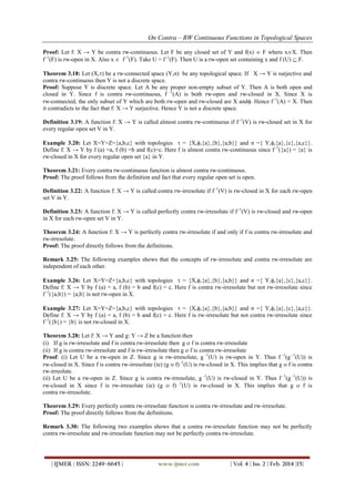 On Contra – RW Continuous Functions in Topological Spaces | PDF