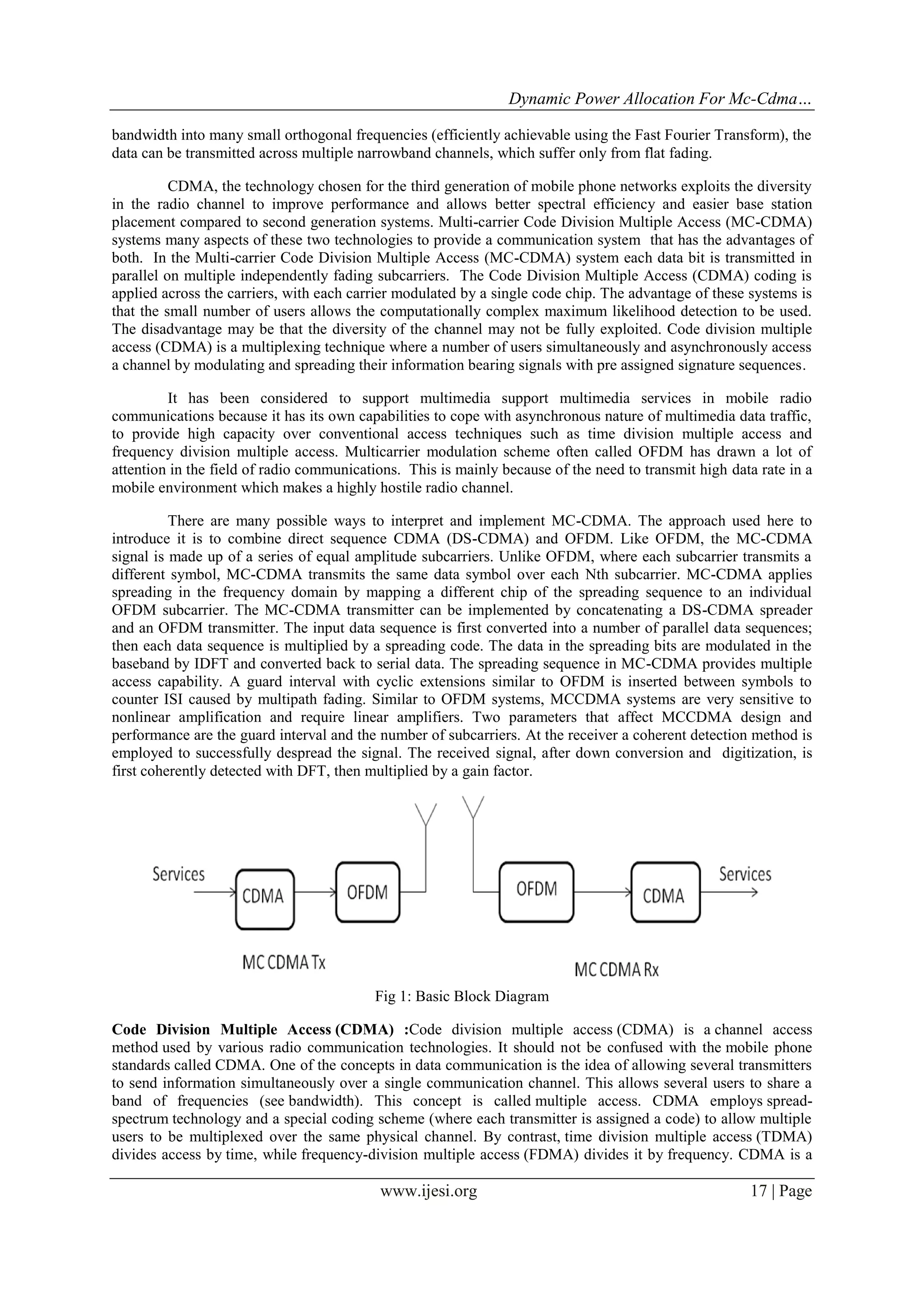 Dynamic Power Allocation for Mc-Cdma System Using Iterative Water Filling Algorithm (Iwfa) | PDF