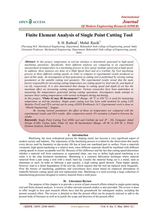 Finite Element Analysis of Single Point Cutting Tool | PDF | Physics | Science