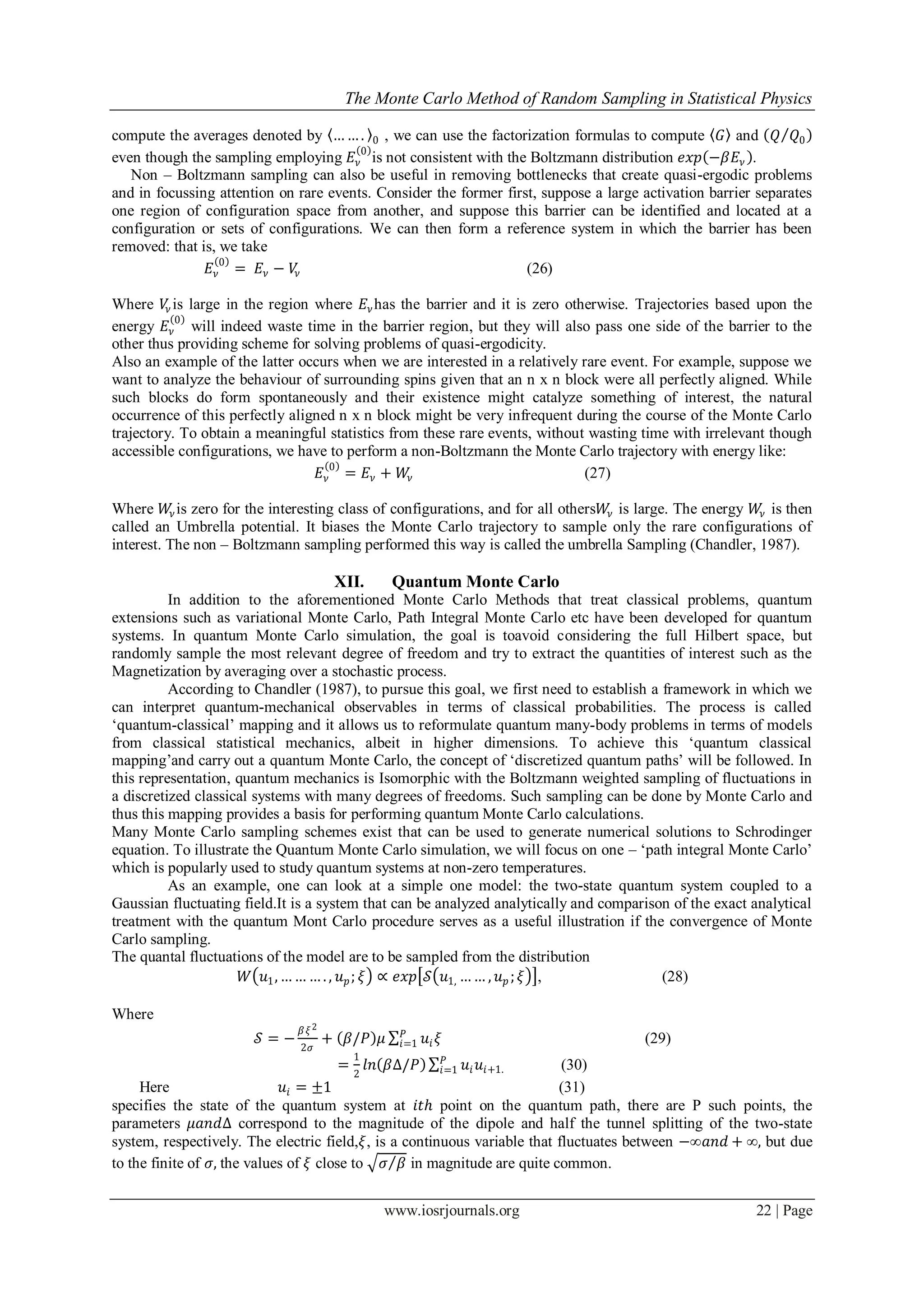 The Monte Carlo Method of Random Sampling in Statistical Physics | PDF ...