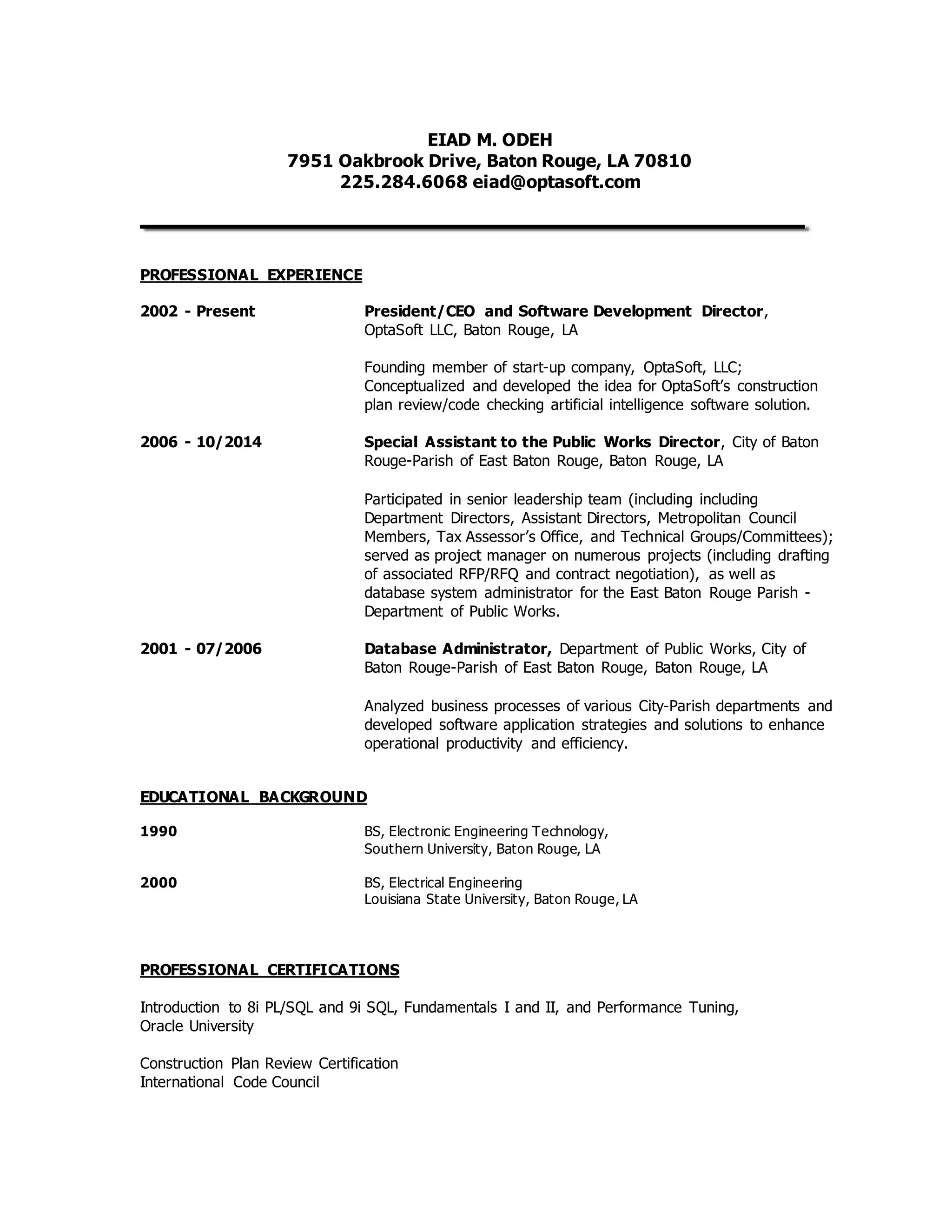 resume revised - Eiad Odeh | PDF