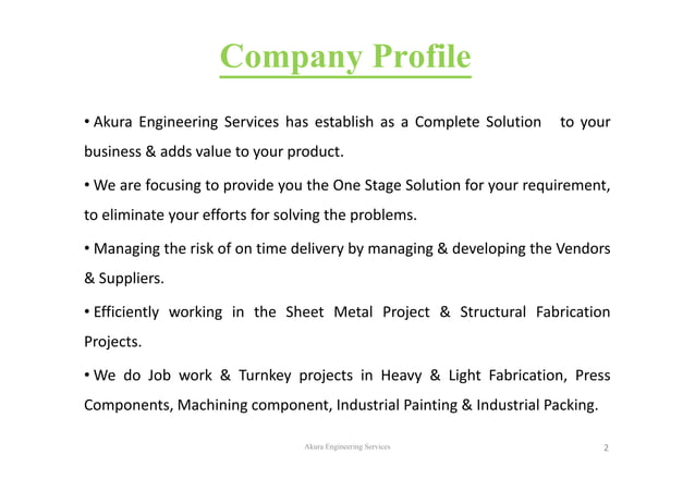 Compnay Profile - Akura Engineering Services | PDF | Mechanical and ...