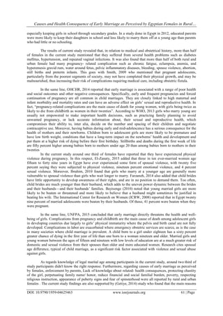 Causes and Health Consequence of Early Marriage as Perceived by ...
