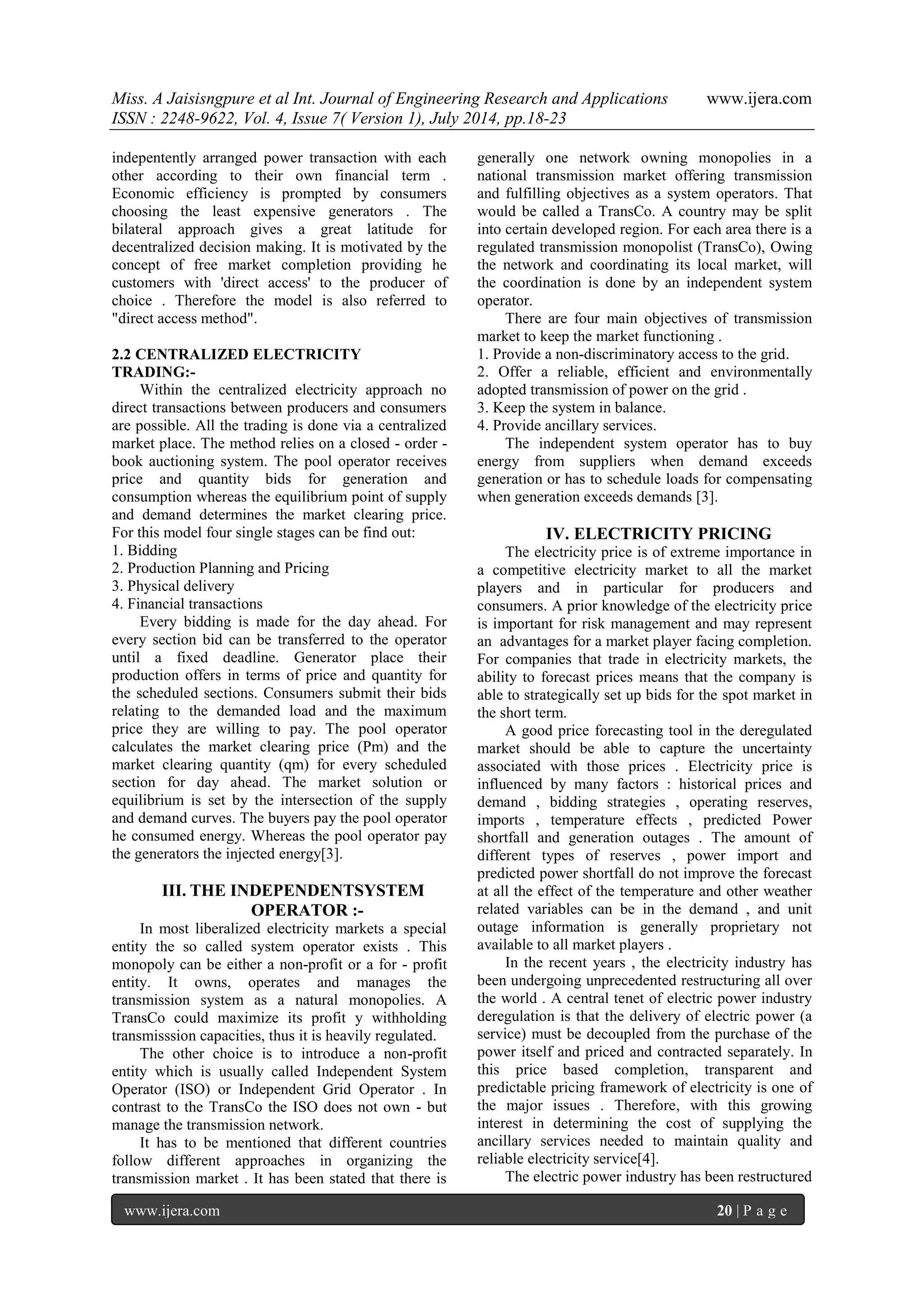 Market Based Criteria for Congestion Management and Transmission Pricing | PDF