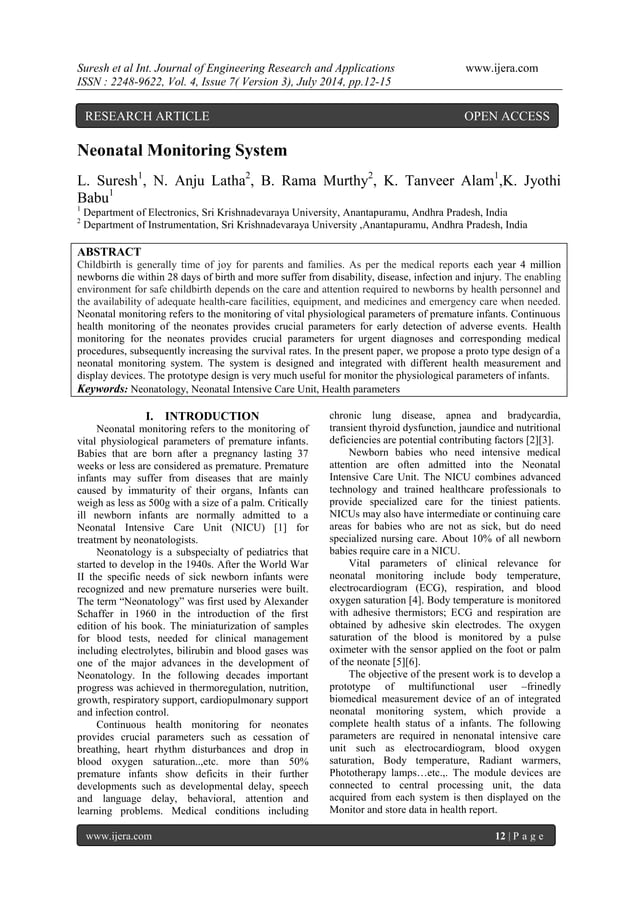Neonatal Monitoring System | PDF