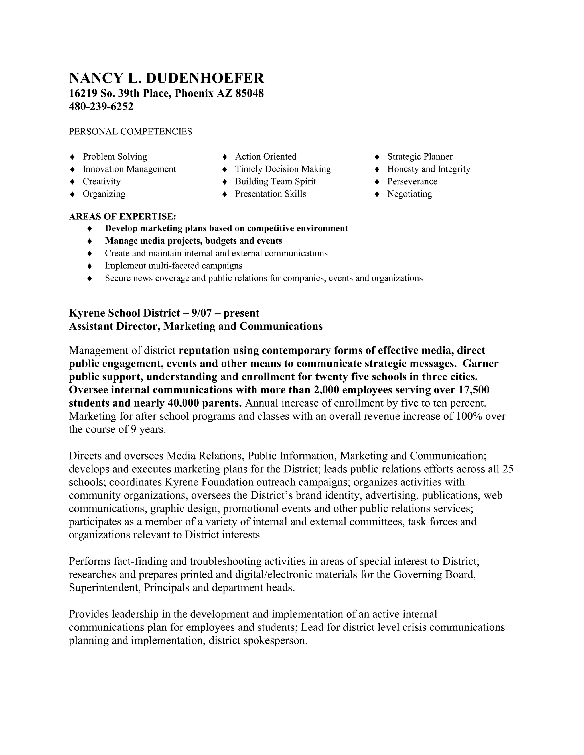 Nancy Dudenhoefer Resume Sept. 2016 | PDF