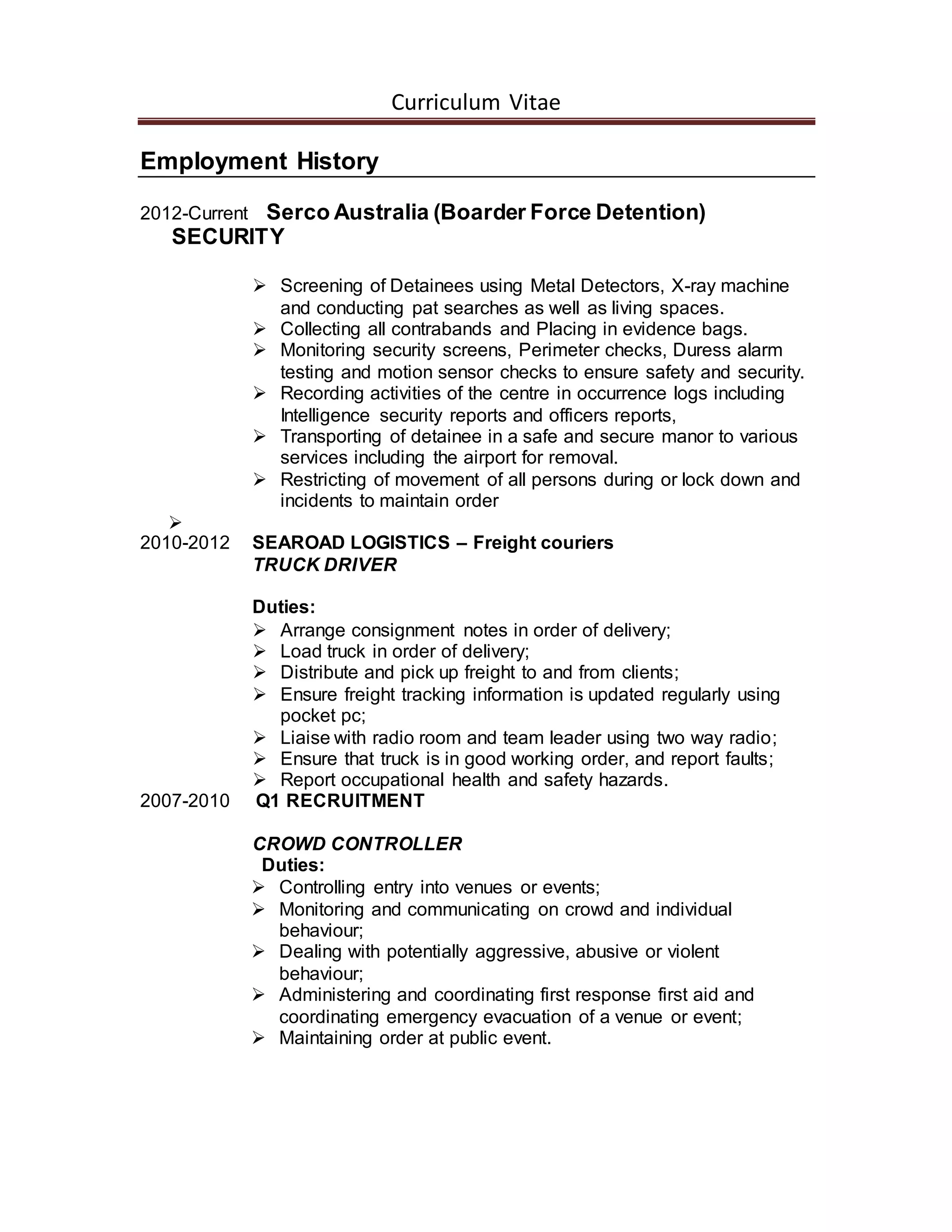 Leslie CV Boarder Force | DOCX | Logistics | Business