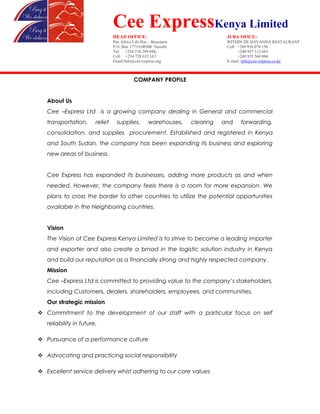 CEE_ EXPRESS COMPANY PROFILE. 02 | DOC