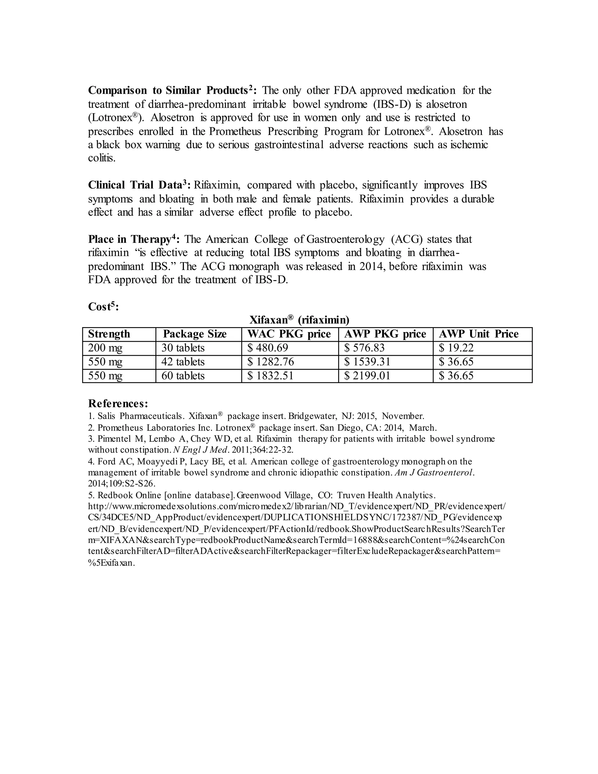 Xifaxin handout | DOCX
