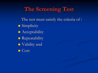 C04 P02 CRITERIA FOR SCREENING TESTS.ppt | Pregnancy | Reproductive Health