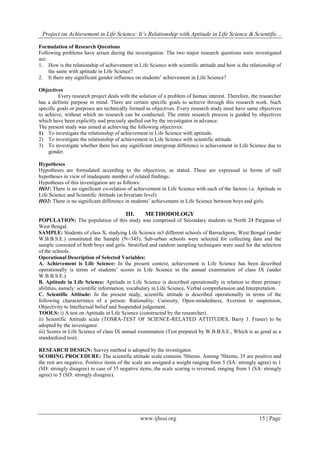 Project on Achievement in Life Science: It’s Relationship with Aptitude ...