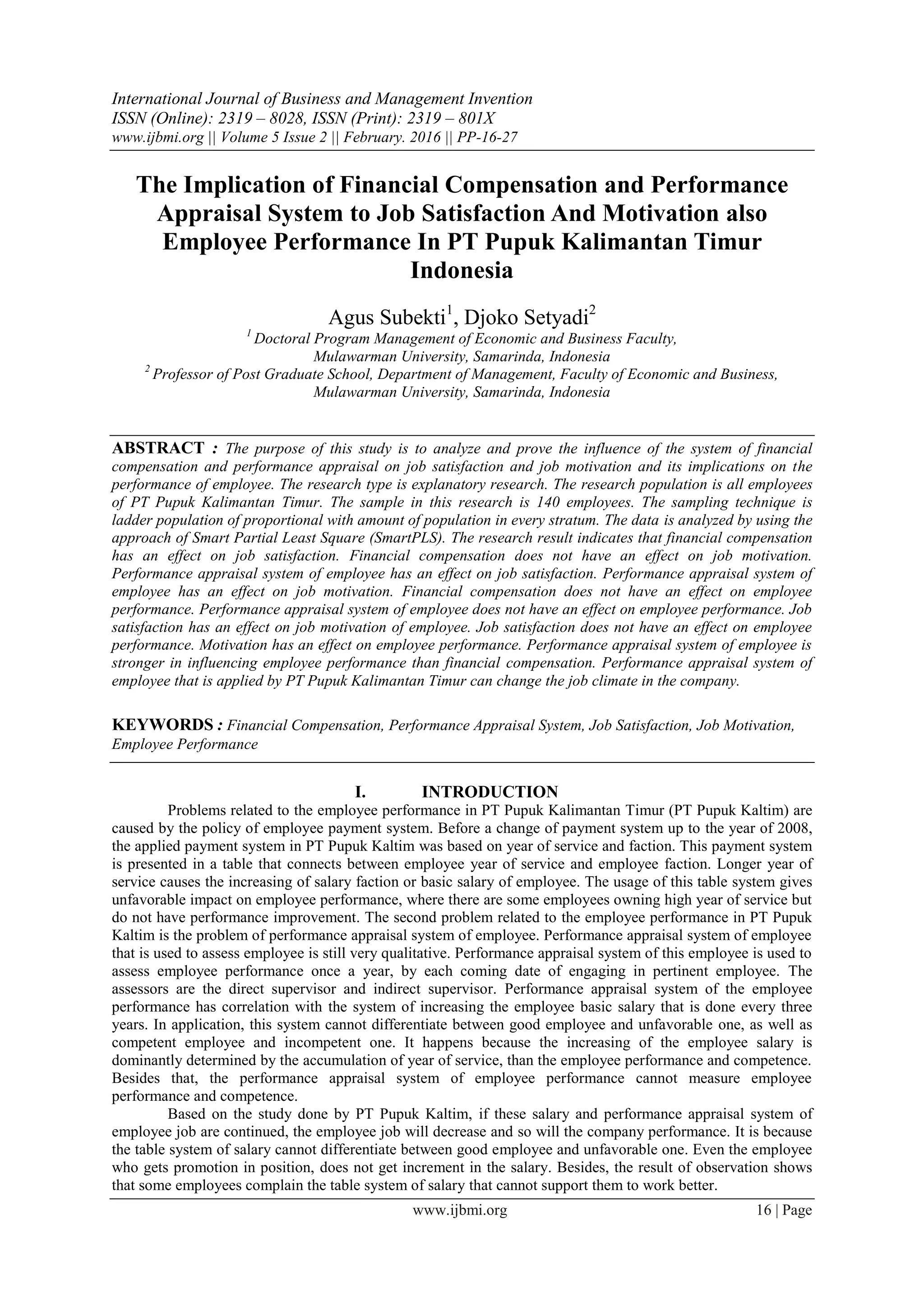 The Implication of Financial Compensation and Performance Appraisal ...